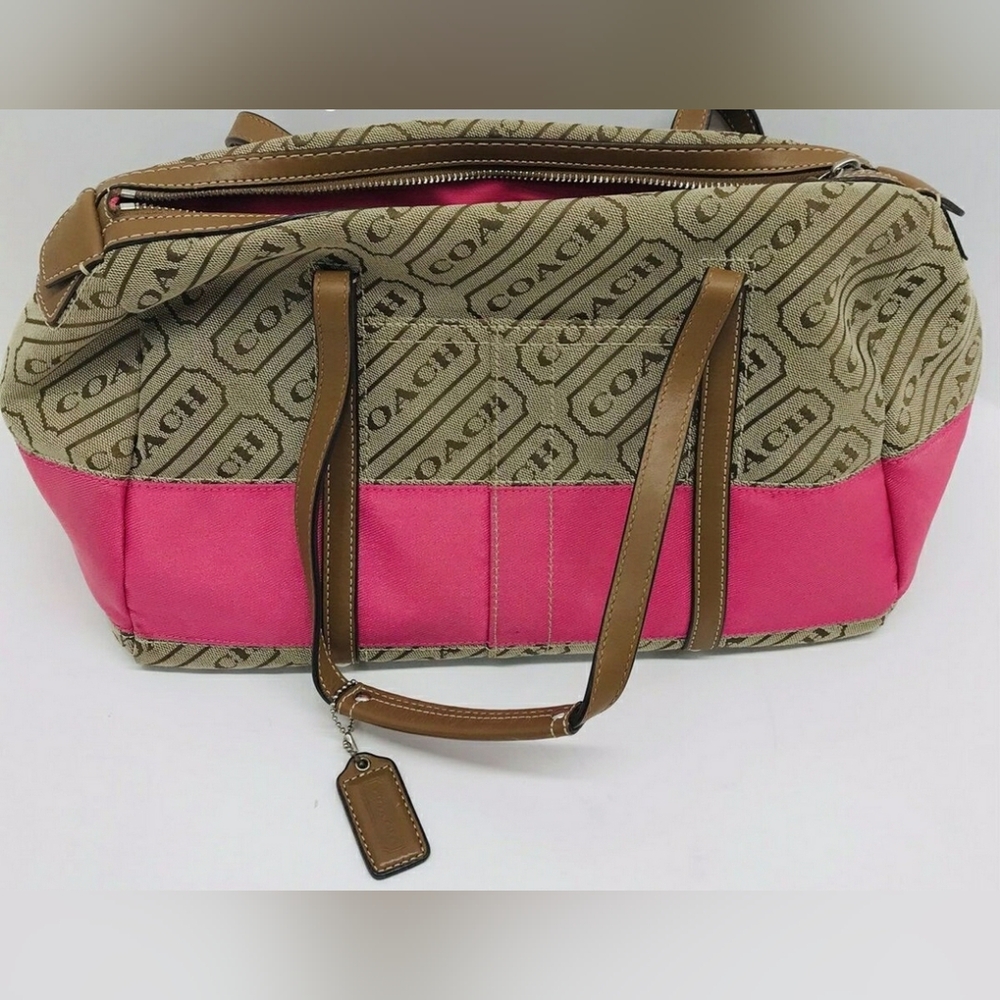 Coach Designer Signature Lozenge Handbag Purse Canvas… - Gem